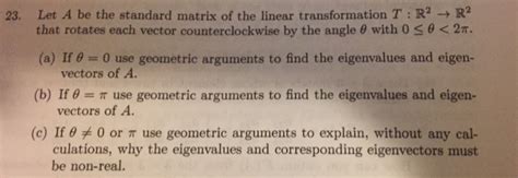 Solved Let A Be The Standard Matrix Of The Linear