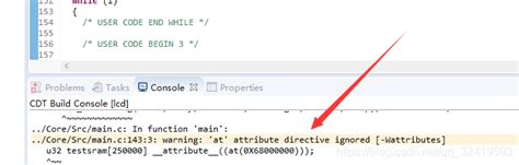 Cubeide的外部sram操作的二三事，尤其是warning ‘at‘ Attribute Directive Ignored相关at
