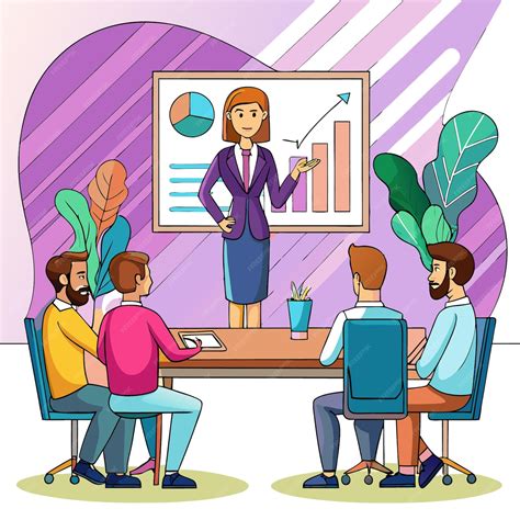 A Business Presentation With A Woman Presenting Data To An Audience Premium Ai Generated Vector