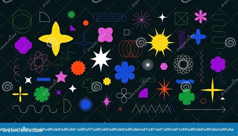 Basic Geometric Shape Set Abstract Elements Brutalist Style Brutalism Simple Figures For