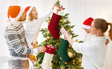 Lhmtqvk Large Christmas Stocking With Initials Embroidered