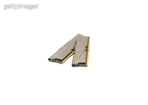 Close Up Two Brand New Ddr4 Desktop Memory Module Rams In Gray Color