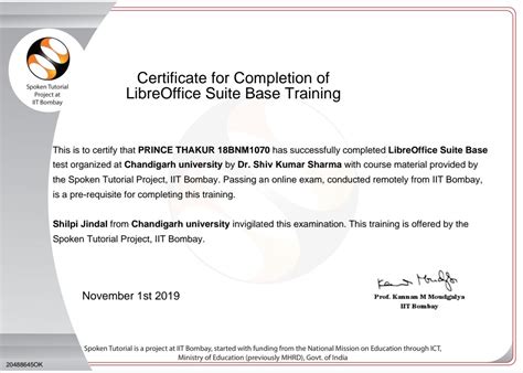 Prince Thakur On Linkedin Certificate For Completion Of Libreoffice Suite Base Training Offered By…