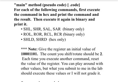Solved Main Method Pseudo Code Codel For Each Of The