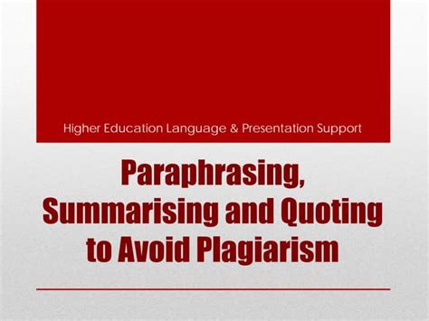 Quoting Paraphrasing And Summarizing Pptx