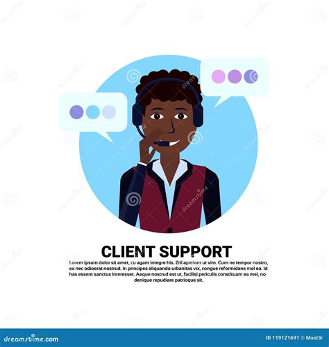 Call Center Headset Agent African Woman Client Support Online Operator Customer And Technical