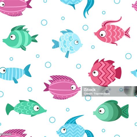 화려한 열대 어류 원활한 패턴 수중 생활 디자인 요소는 배경 화면 포장 배경 벡터 일러스트레이션에 사용할 수 있습니다 0명에 대한 스톡 벡터 아트 및 기타 이미지 Istock