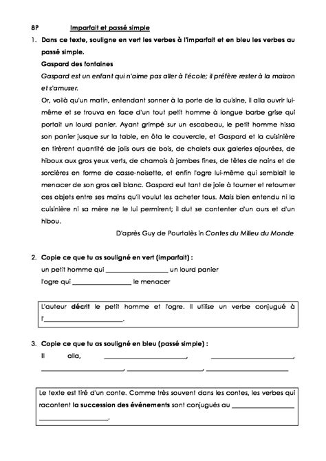 8p Dossiers Passé Simple Et Imparfait Bdrp
