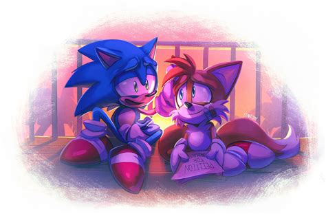 Two Sonic The Hedgehogs Sitting Next To Each Other