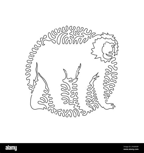 Single Swirl Continuous Line Drawing Of Scary Baboon Abstract Art Continuous Line Drawing