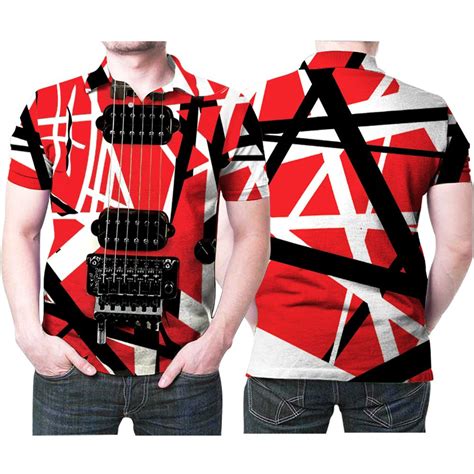 Eddie Van Halen Frankenstrat Guitar Design Pattern 3d Designed For Eddie Van Halen Fan Polo