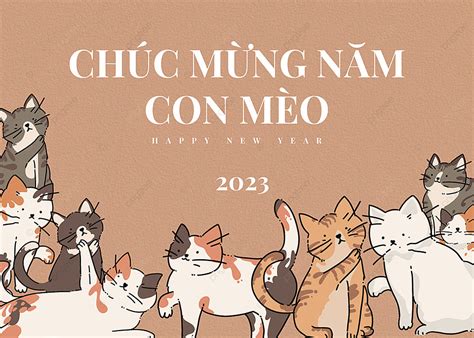 2023 베트남 새해 고양이 년 만화 고양이 배경 2023 고양이의 해 베트남 배경 일러스트 및 사진 무료 다운로드