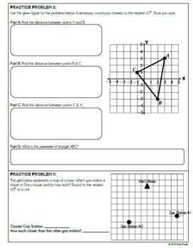 Using Pythagorean Theorem For Distance Between Points NOTES PRACTICE