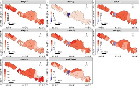 Spatial Distribution Of Temperature Indices Across Swws During The Download Scientific Diagram