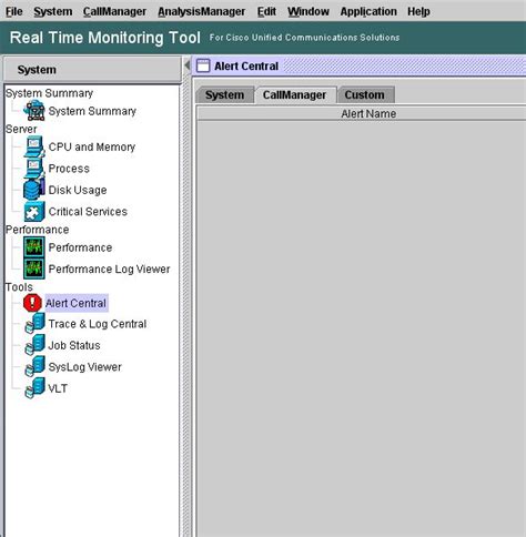 RTMT Alert Central Problem Cisco Community