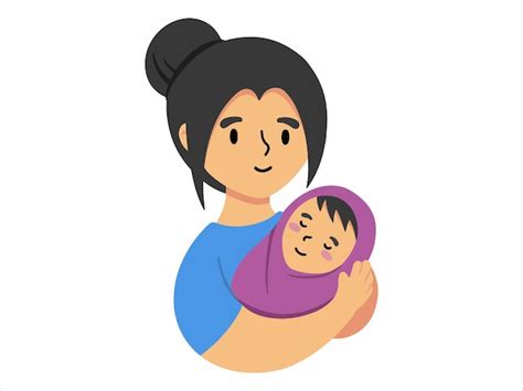 Premium Vector Hand Drawn Mom Holding Baby Illustration