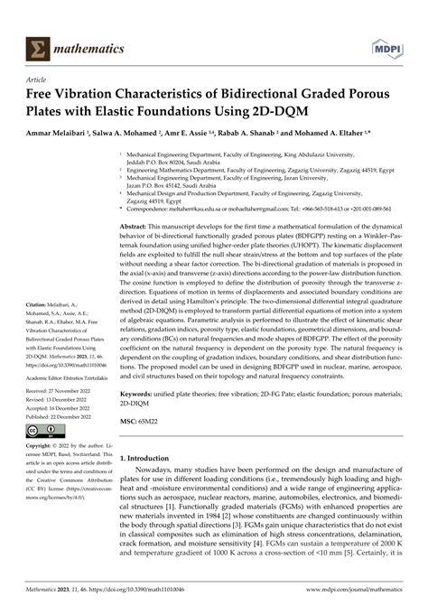 Pdf Free Vibration Characteristics Of Bidirectional Graded Porous