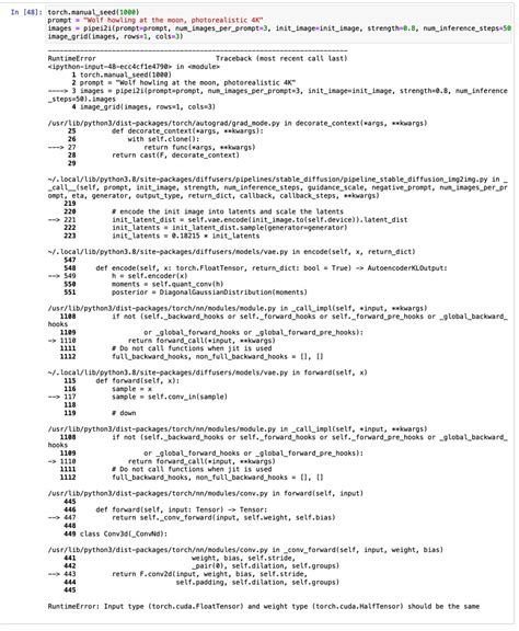 pipei2i error input type torch cuda floattensor and weight type torch cuda halftensor