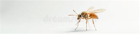 Beige Insect Hovering In Mid Air Above A Crisp White Background Blank Stock Illustration