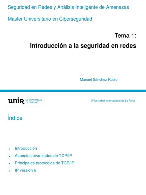 01 A2 Tema 01 Introducción Seguridad Redes Pdf Yo Pv6 Protocolos De Internet