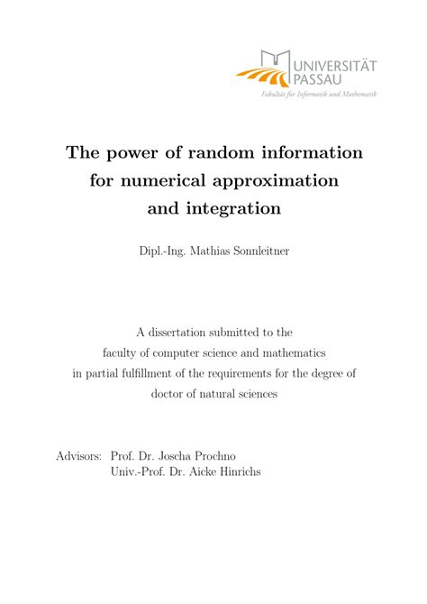 pdf the power of random information for numerical approximation and
