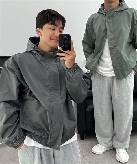 후드 바람막이 오버핏 윈드브레이커 고프코어 에이블리