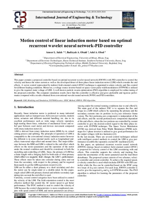 pdf motion control of linear induction motor based on optimal