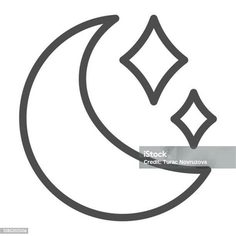 달과 별 라인 아이콘 천문학 개념 흰색 배경에 밤 하늘 기호 모바일 개념과 웹 디자인을위한 윤곽 스타일의 별이 빛나는 하늘 아이콘의 달 벡터 그래픽 0명에 대한 스톡 벡터