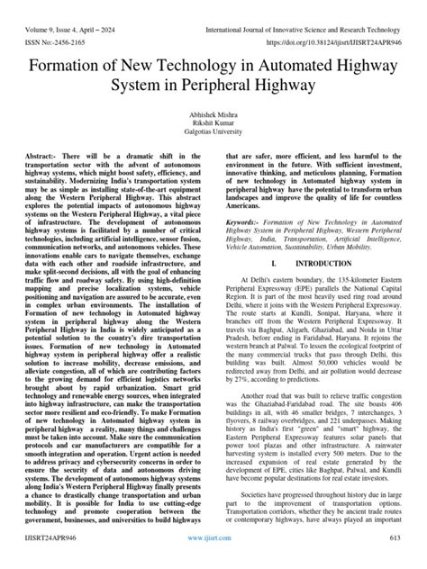 Formation Of New Technology In Automated Highway System In Peripheral