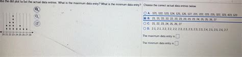 [answered] use the dot plot to list the actual data entries what is the