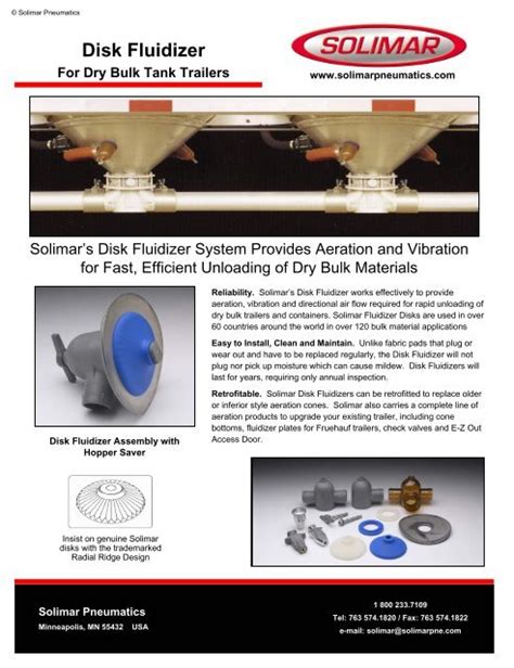 Disk Fluidizer For Dry Bulk Tank Trailers Solimar Pneumatics