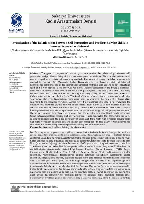 Pdf Investigation Of The Relationship Between Self Perception And