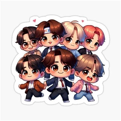 Chibi Bts Sticker For Sale By Stickersnpeels Redbubble