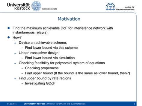 Degrees Of Freedom For Interference Networks With Instantaneous Relays Ppt