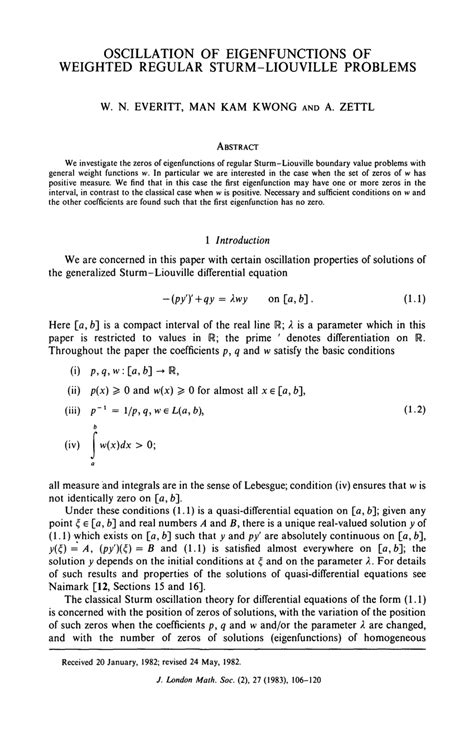 Pdf Oscillation Of Eigenfunctions Of Weighted Regular Sturm Liouville Problems