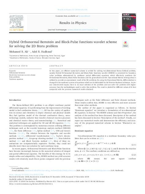 pdf hybrid orthonormal bernstein and block pulse functions wavelet