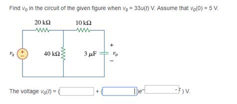 solved find vo in the circuit of the given figure when vs