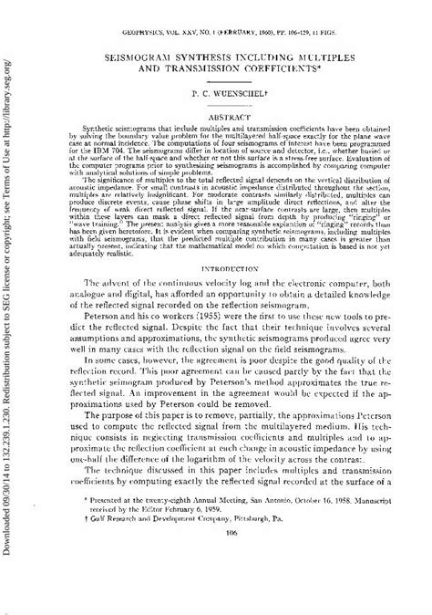 Pdf Seismogram Synthesis Including Multiples And Transmission Coefficients Dokumentips