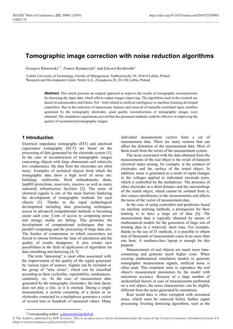 pdf tomographic image correction with noise reduction algorithms
