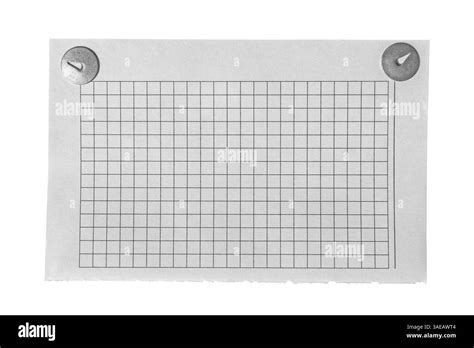 Close Up Of A Blank Sheet Of Graph Paper Attached To A White Background