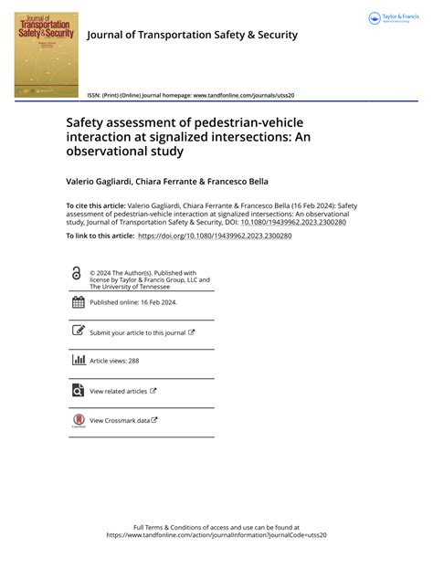 Pdf Safety Assessment Of Pedestrian Vehicle Interaction At Signalized