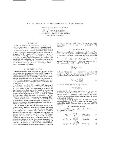 Pdf On Estimation Of Instantaneous Bandwidth