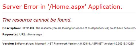 Resource Cannot Be Found Error When Launching An Asp