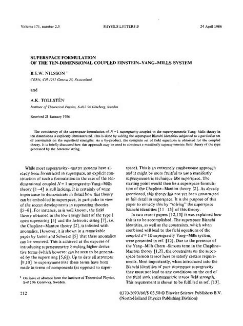 Pdf Superspace Formulation Of The Ten Dimensional Coupled Einstein Yang Mills System Dokumen