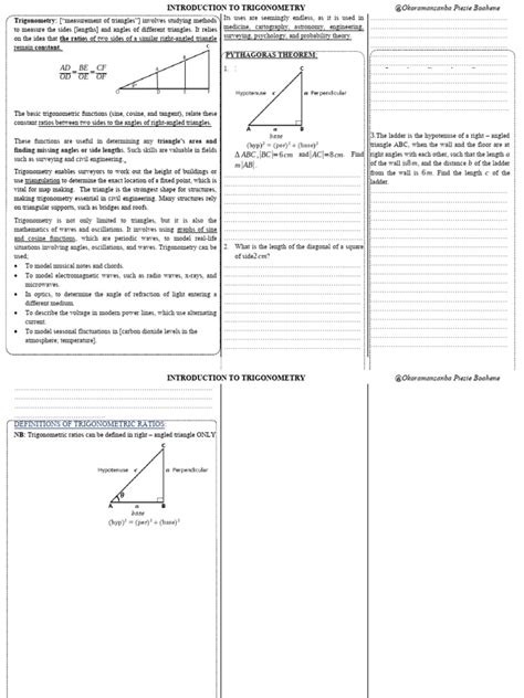 trig notes pdf trigonometric functions trigonometry