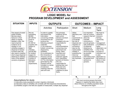 logic model for program development and assessment outputs