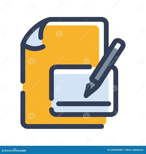 Write Document File Paper Page Letter Single Isolated Icon With Dash Or Dashed Line Style Stock