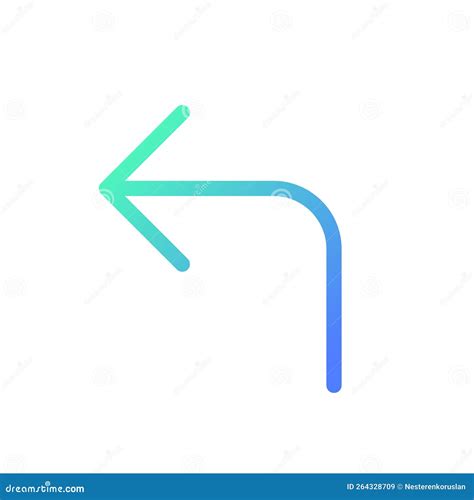 Left Turn Arrow Pixel Perfect Gradient Linear Ui Icon Stock Vector