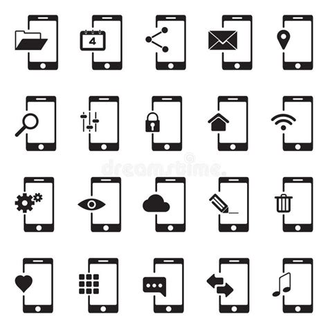 Mobile App Icon Set Vector Illustration Decorative Design Stock Vector
