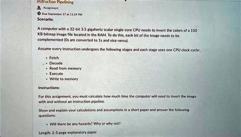 Texts Instruction Pipelining B Assignment Due September 17 At 1159 Pm Scenario A Computer With A
